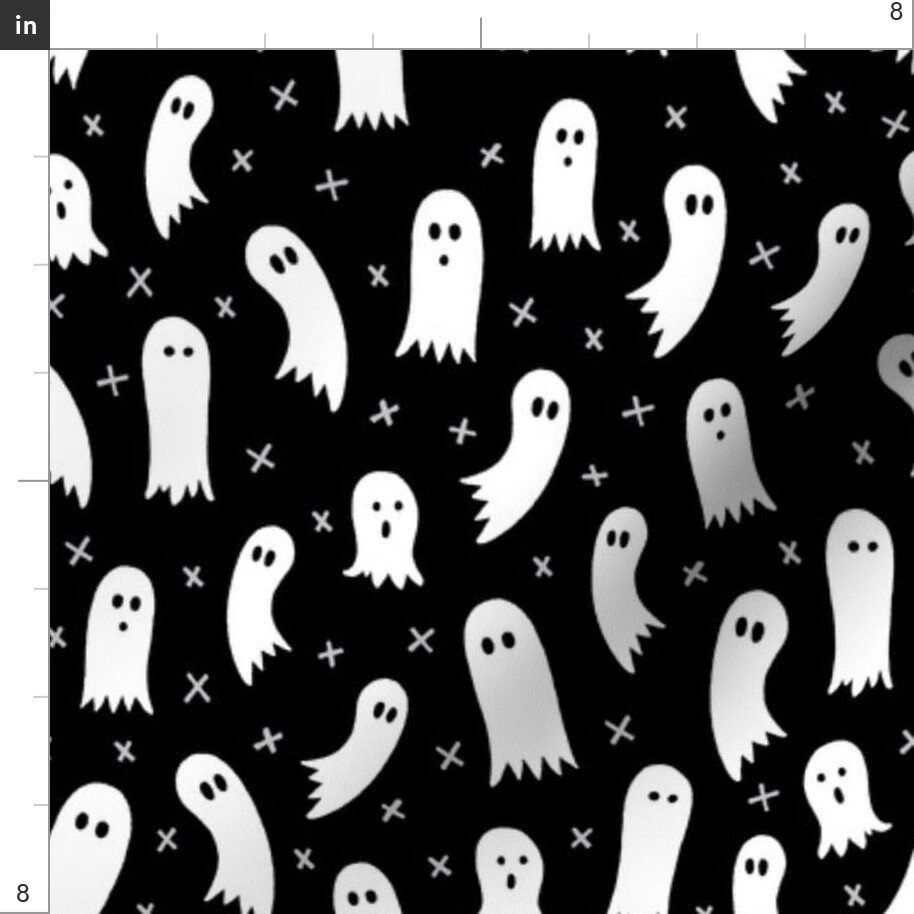 Ghosts Fabric Halloween Ghosts Black by Jaymehennel Ghost | Etsy