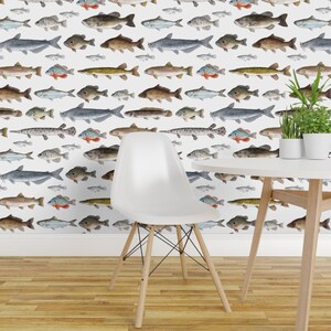 Fish Removable Peel and Stick Wallpaper - Cabin Nature Stream Lake ...