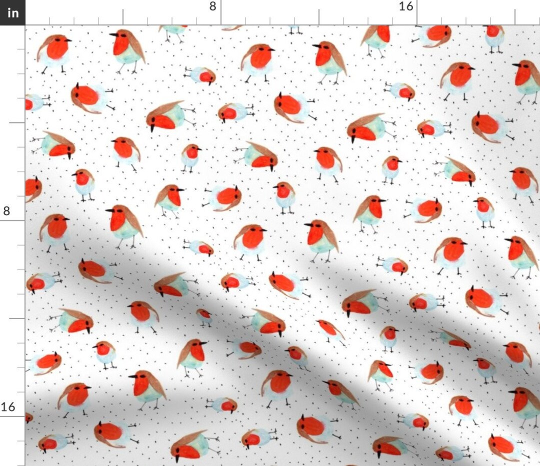 Red Robin Fabric Watercolor Robin 1/2 Scale by Brokkoletti - Etsy