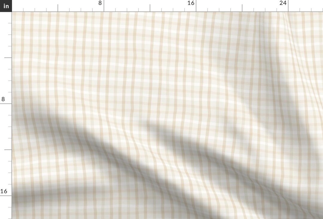 Neutral Gingham Fabric - Wobbly Gingham in Subtle Oat Neutral by Erin ...
