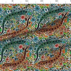 Doodle Rainbow Gecko Abstract Paint Fabric Find the Geckos by Katerina ...