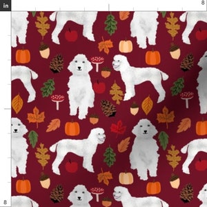 Fall Poodle Fabric Poodle Dog White Poodle Autumn Ruby Red by ...