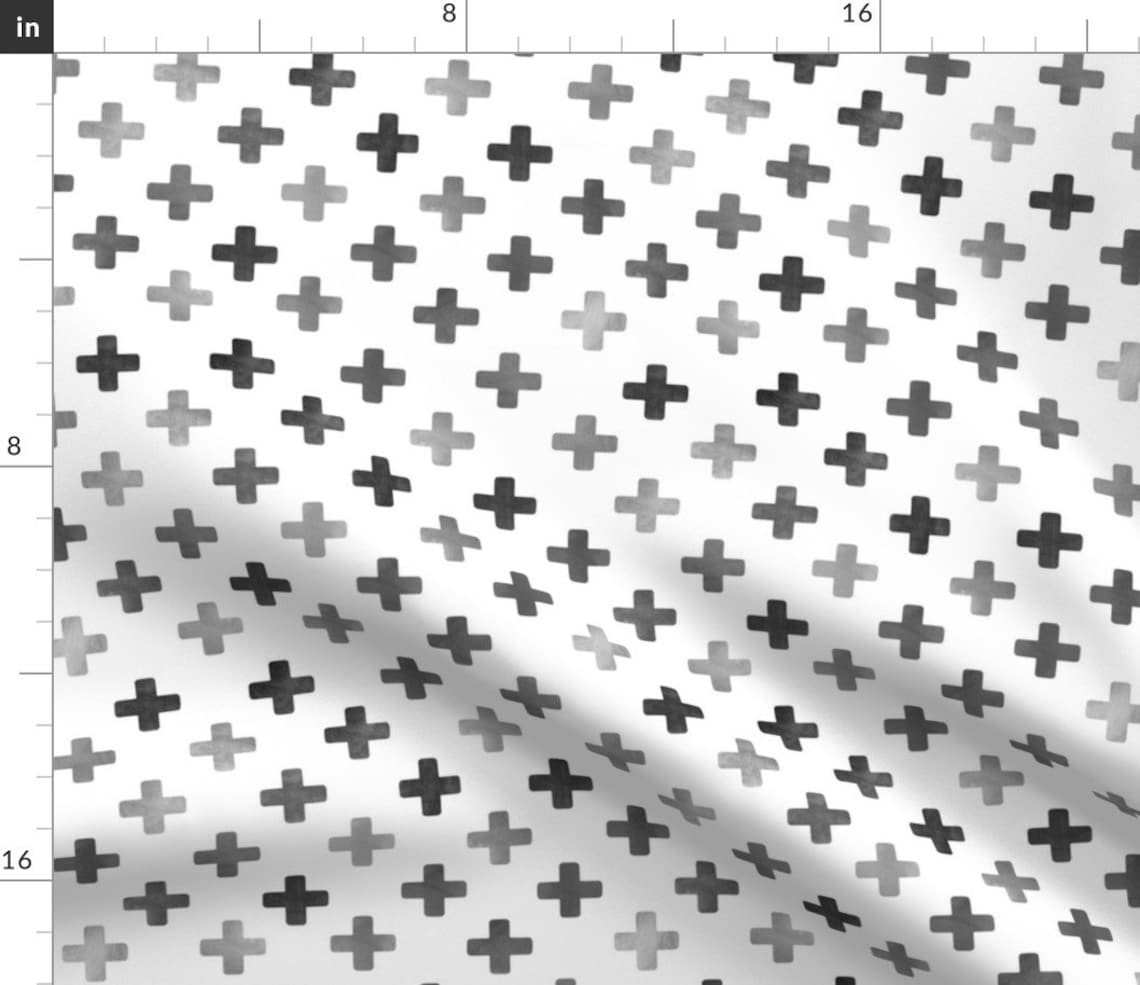 Swiss Cross Fabric Swiss Cross Pattern Grey on White by - Etsy