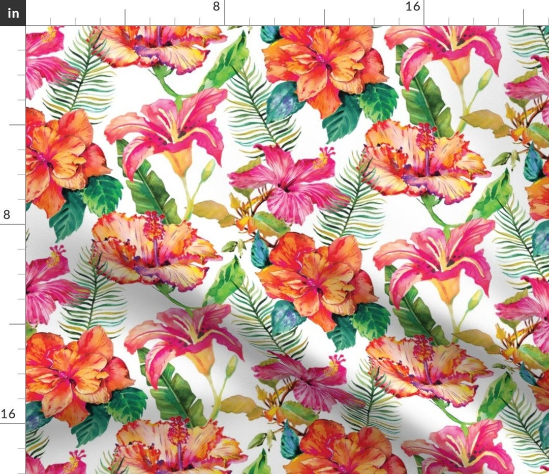 Hibiscus Fabric Hibiscus Holiday White Preapproved by - Etsy