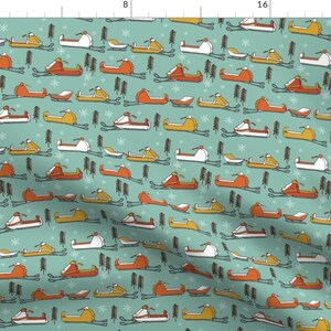 Snowmobiles Fabric Vintage Snowmobile Illustration Winter - Etsy
