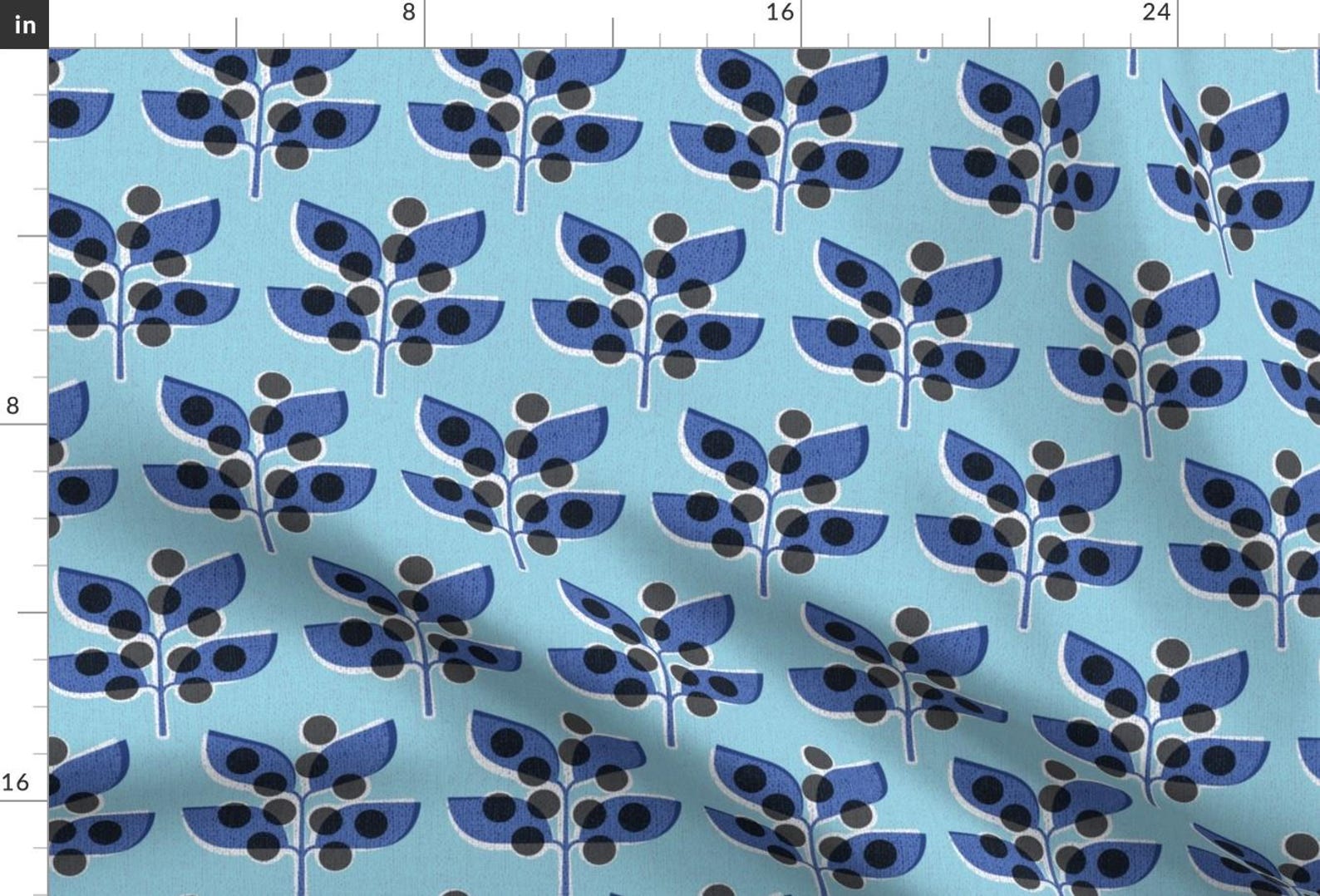 Mid Century Modern Berries Fabric - Autumn Berries (on Blue) by ...
