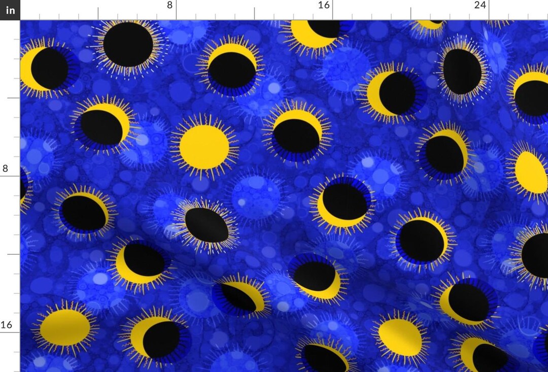 Solar Eclipse Fabric - Solar Eclipse Polka Dots by Elramsay- Solar ...