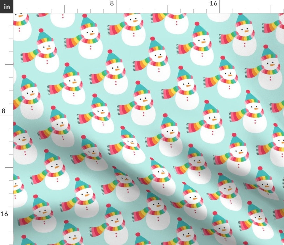 Snowman Fabric Snowmen Colorful Christmas by Misstiina Rainbow Kids ...