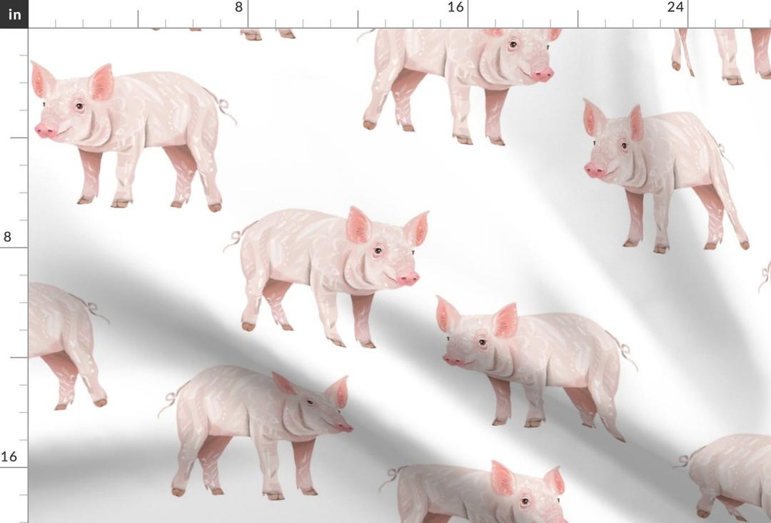 Pig Fabric - Piggies - Larger Scale by Taraput - Pig Farm Animal Hog ...
