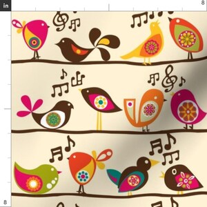 Mod Song Birds Fabric - Singing Birds by Valentinaharper - Colorful ...