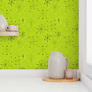 Lime Green Wallpaper Lime Green Retro Star Bursts by - Etsy