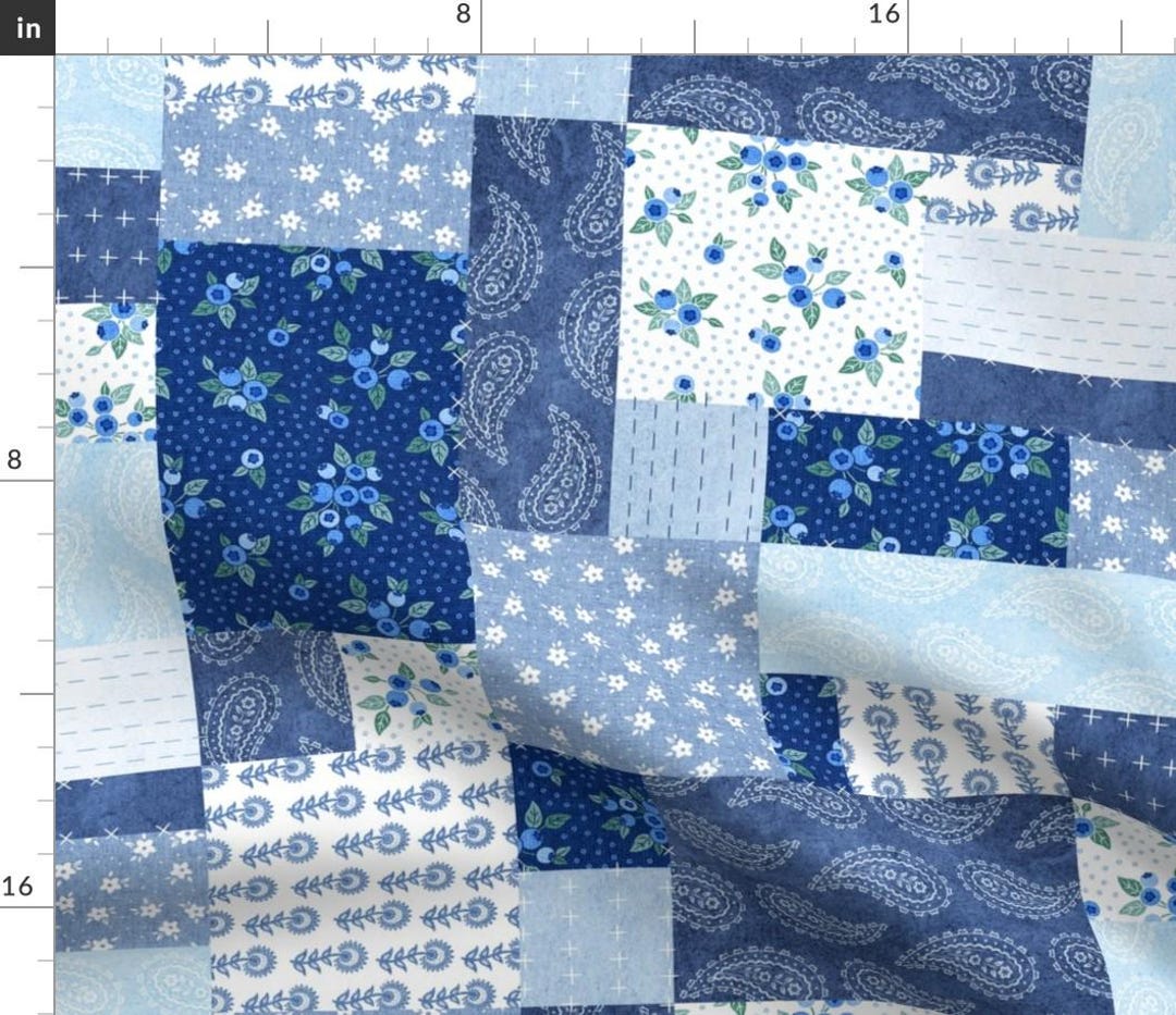 Blue Patchwork Fabric Blueberry Patchwork by Hannahshields Navy Cobalt ...