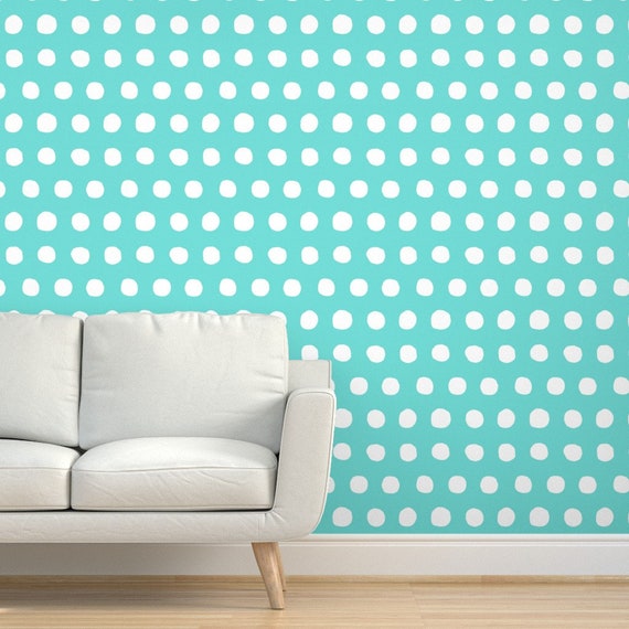 Aqua Polka Dot Wallpaper