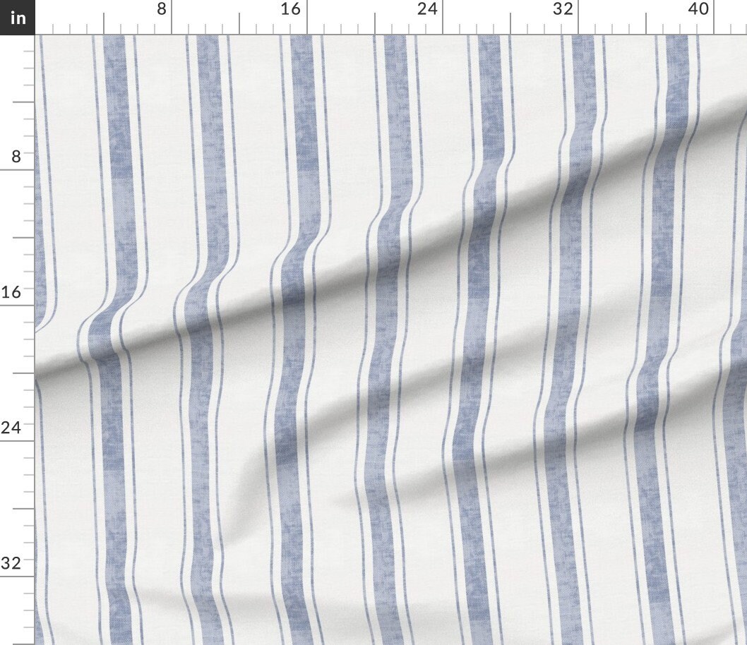 Linen Blue Stripes Fabric Aegean Bold Ticking Stripe - Etsy