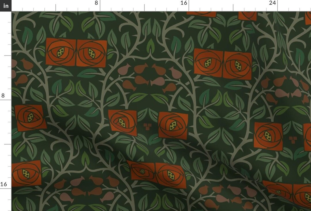 Edwardian Fabric - Arts and Crafts Lancaster Roses by Muhlenkott - Art ...