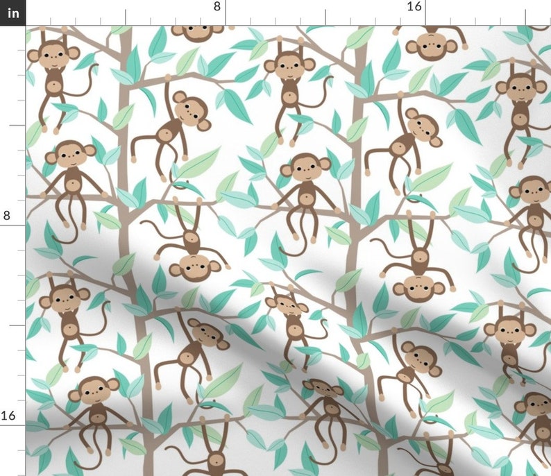 Monkey Fabric Monkey Jungle by Heleenvanbuul Baby Monkies - Etsy