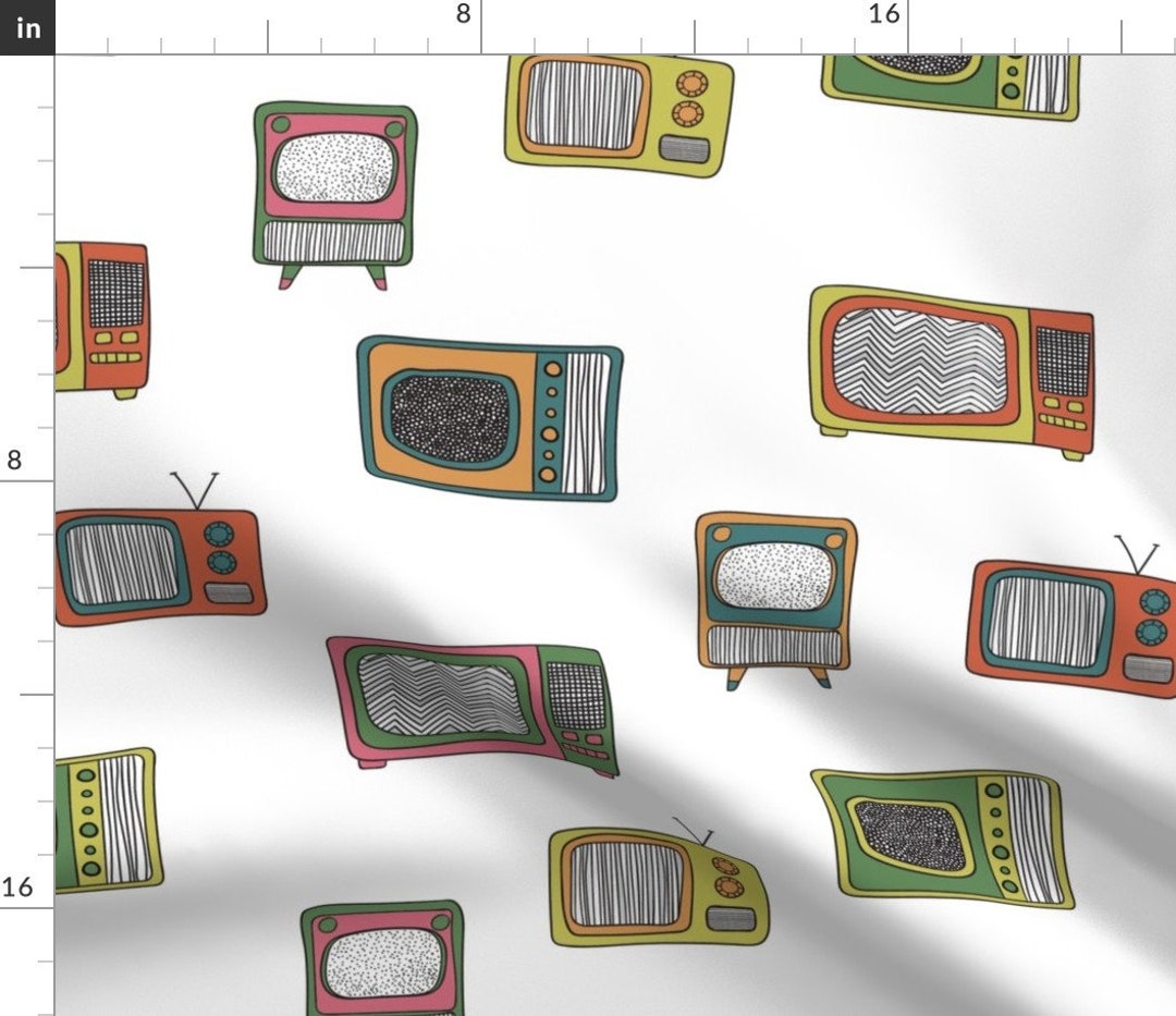 Retro Television Sets Fabric Television by Kellytucker Vintage Retro TV ...