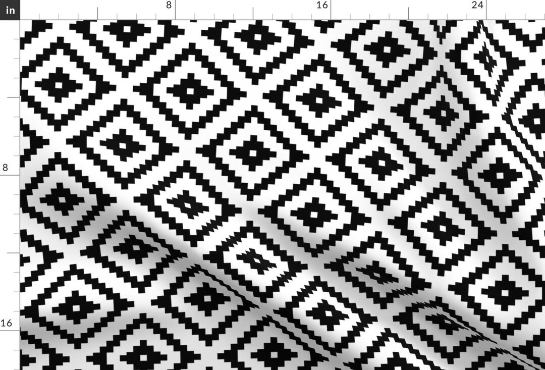 Aztec Fabric Aztec / Black Custom Fabric by Little Arrow Design Aztec ...