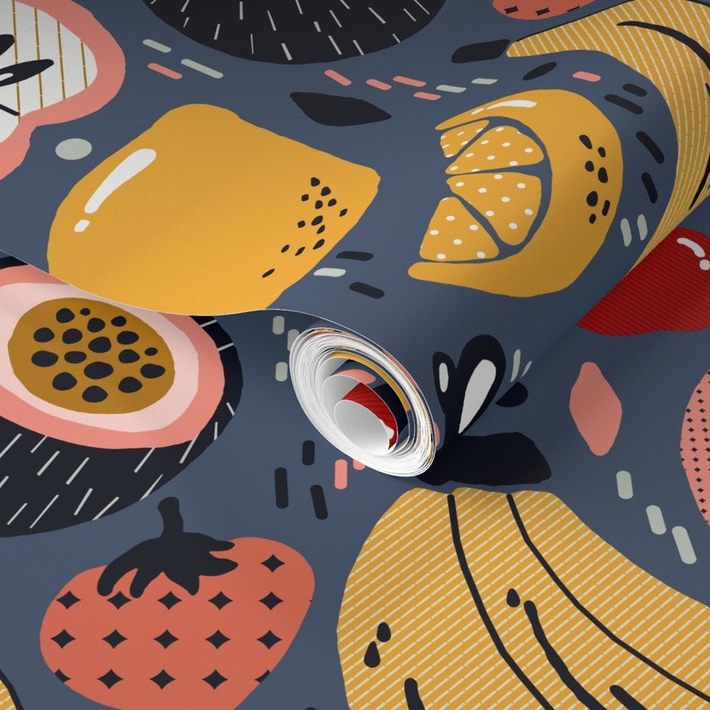 Fruit Wallpaper winter Funky Fruit by Tigatiga Pineapple - Etsy