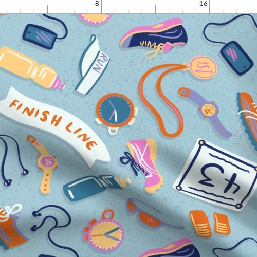 Run Fabric Running Doodles by Heatherdoucette Runner | Etsy