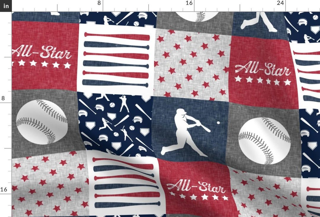 All-star Baseball Fabric - Baseball Patchwork by Littlearrowdesign ...