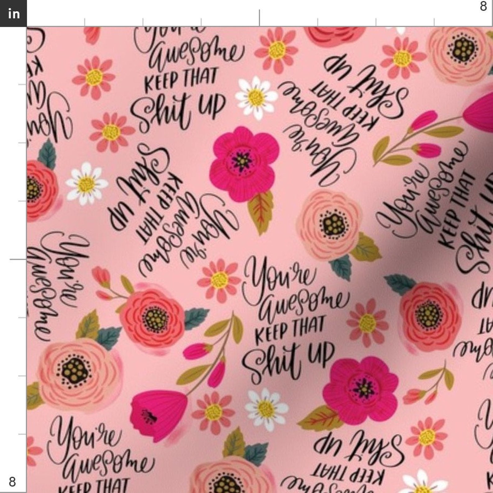 Swear Words Fabric Swearsmallyou're Awesome Keep That - Etsy