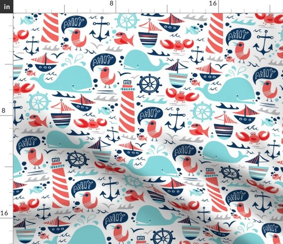 Nautical Fabric Ahoy Matey Summer Nautical by - Etsy