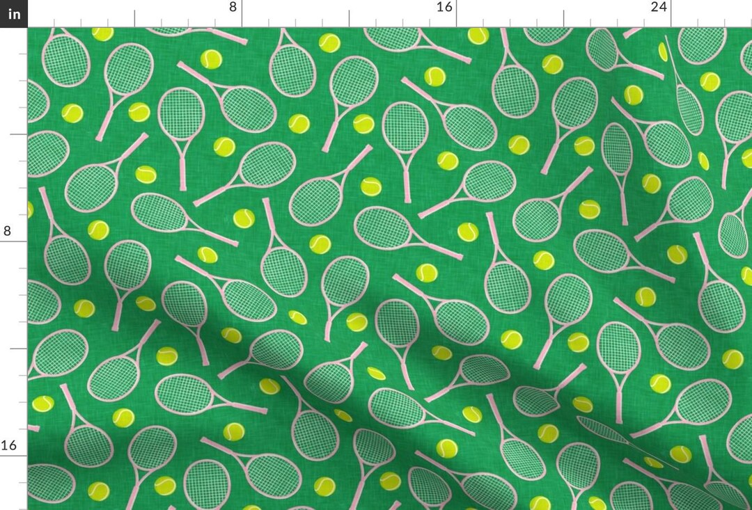 Tennis Fabric - Tennis Racquet Pink by Littlearrowdesign - Ball Sports ...