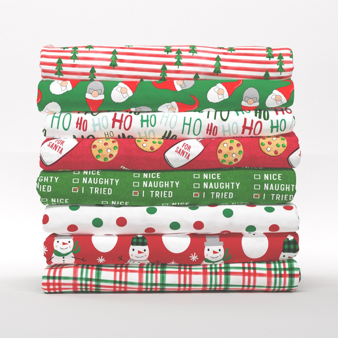 Christmas Cotton Fat Quarters - Classic Red Green Seasonal Collection ...
