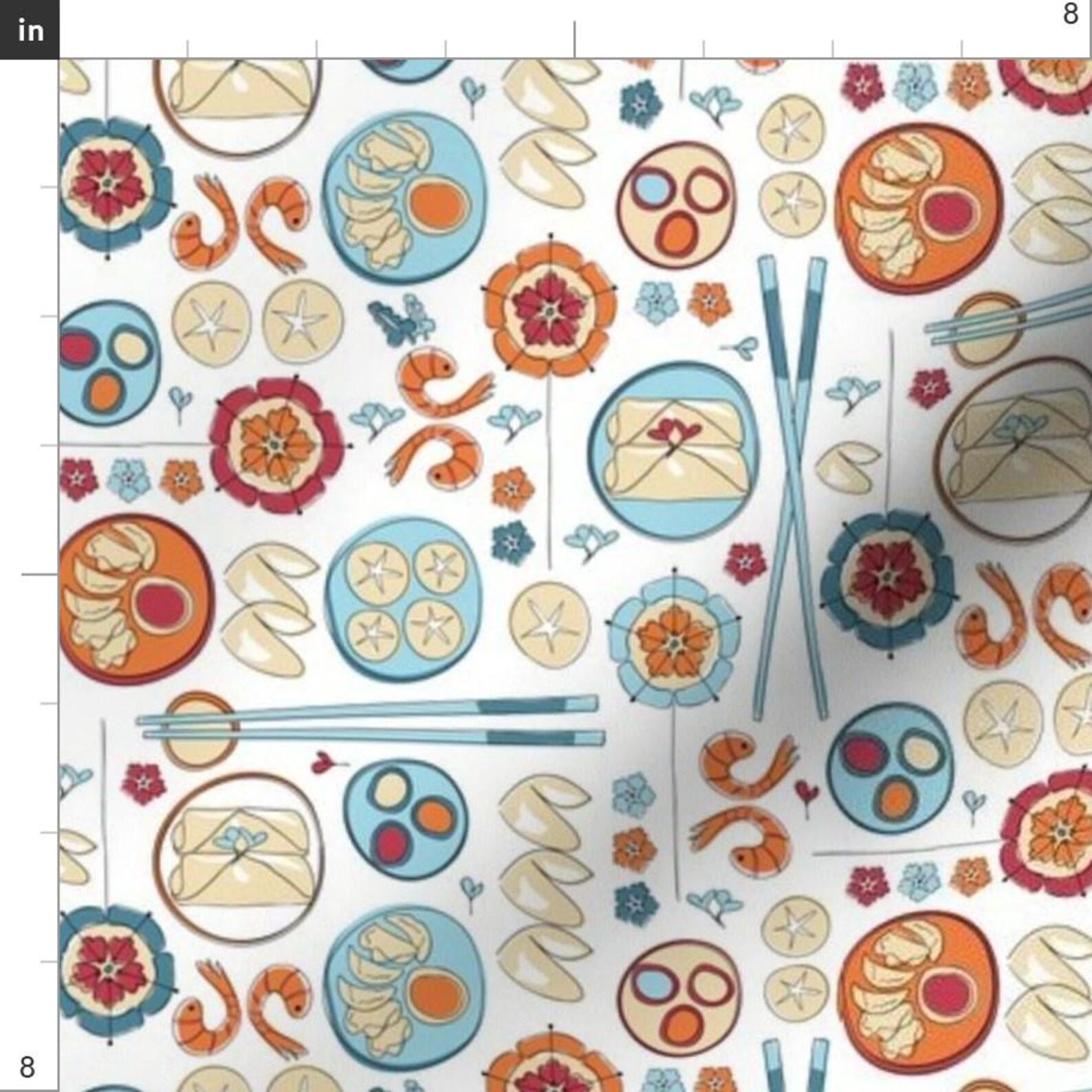 Dim Sum Fabric - Dim Sum by Ebygomm - Chinese Dumpings Shrimp ...