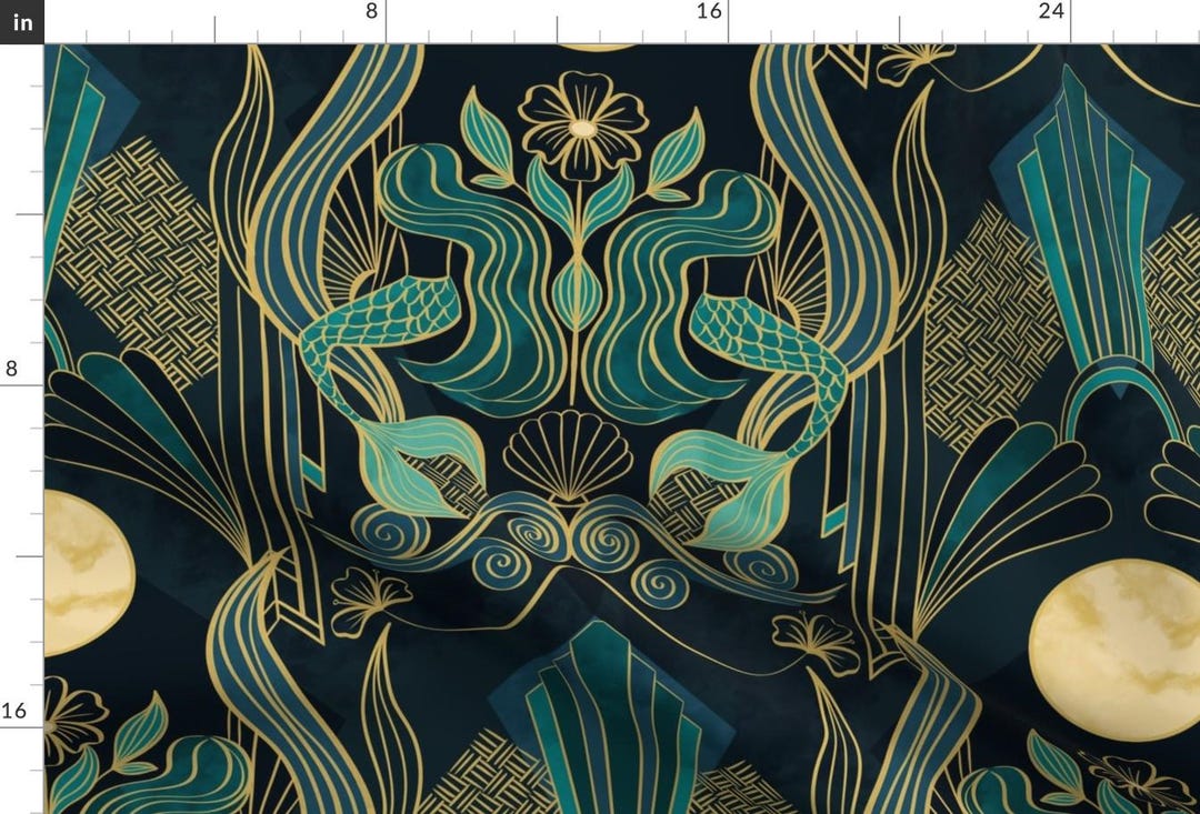 1920s Mermaid Fabric - Mermaid in Moonlight by Laura_may_designs ...