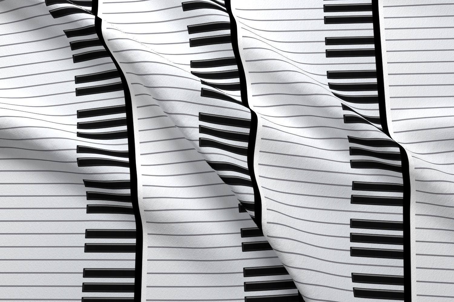 Piano Fabric Piano Keys By Jadegordon Black and White | Etsy