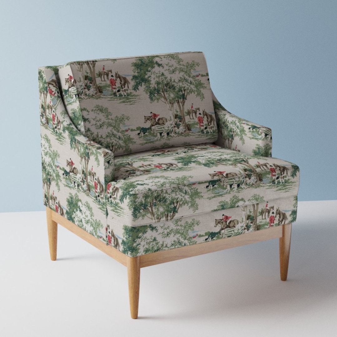 Equestrian Toile Upholstery Fabric Hunt Scene by Ponymacaroni Fox ...