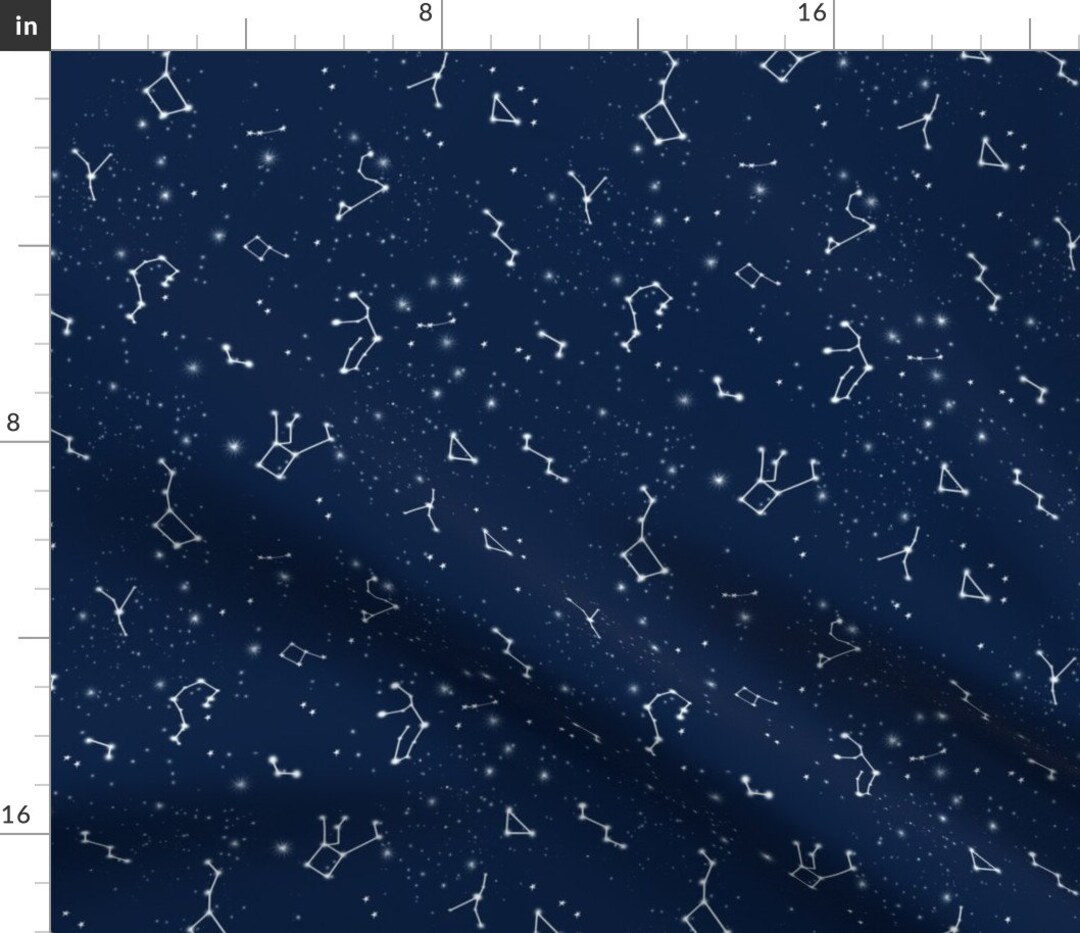 Constellations Fabric Constellations // Navy Blue White - Etsy