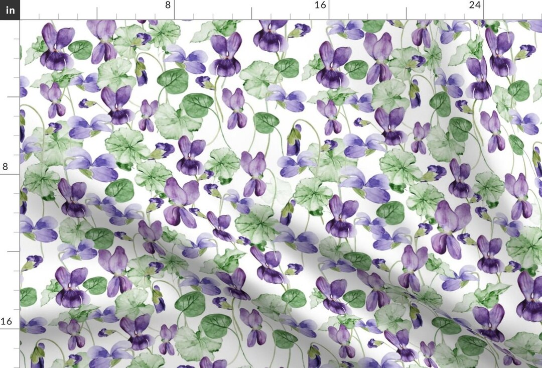 Violet Floral Apparel Fabric - Watercolor Violets by Utart - Watercolor ...
