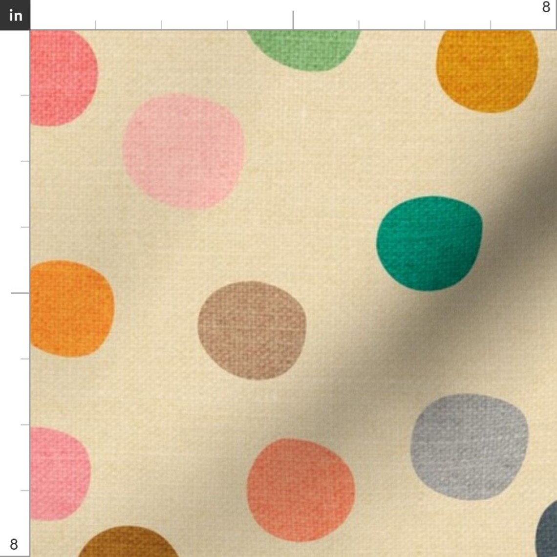 Rainbow Polka Dots Repeat Simple Fabric Mid Century Polka - Etsy