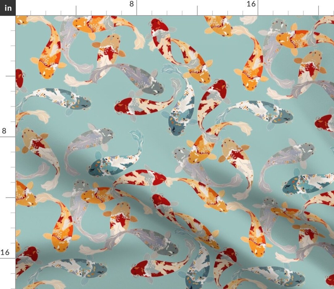 Japanese Koi Fish Fabric Koi Fish Pond by Onesweetorange - Etsy Australia