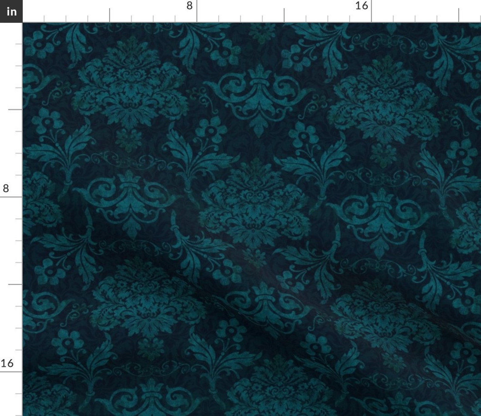 Dark Teal Damask Fabric Victorian Damask by - Etsy