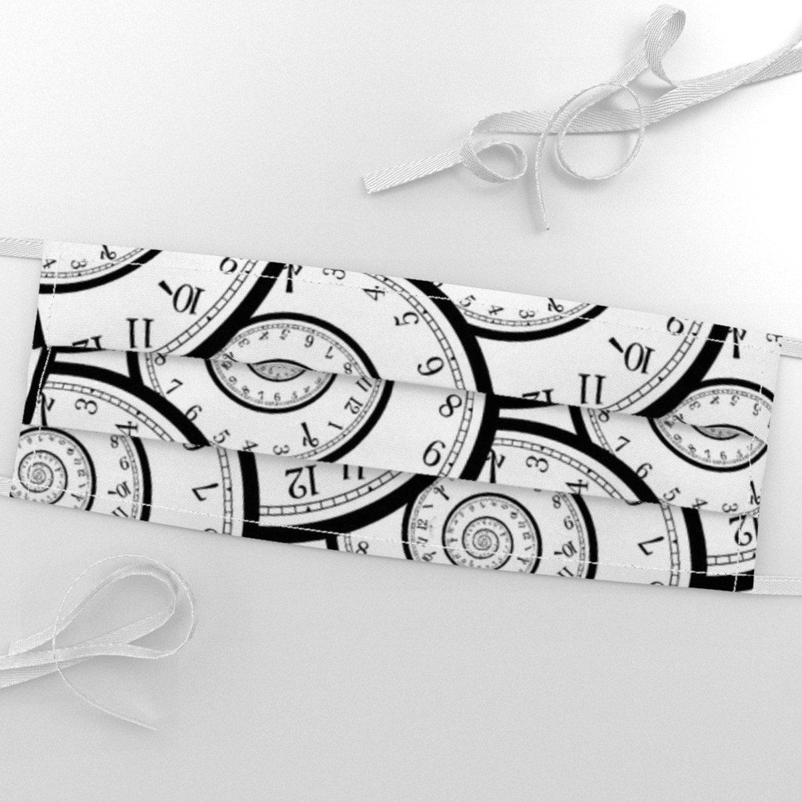 Swirly Clocks Fabric Caught in A Time Loop bw 6 by | Etsy