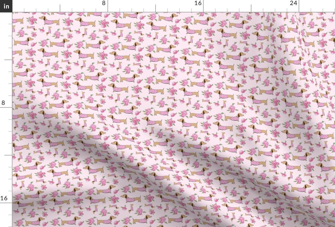 Dachshund Fabric - Dachshund and Peonies by Thesmoothestore - Dachshund ...