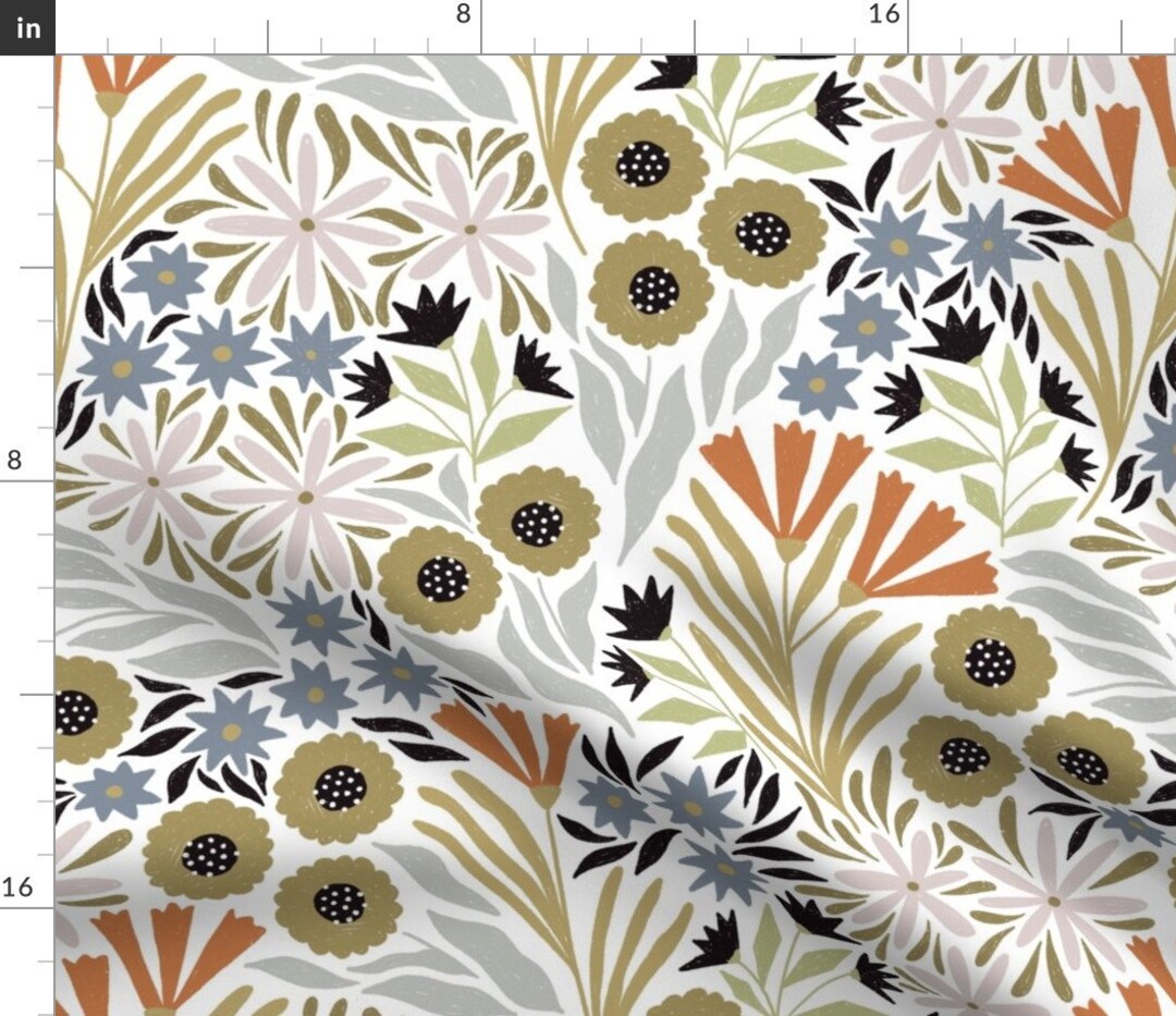 Flowers Fabric Adeline Floral by Amy Maccready Muted Botanical Tossed ...