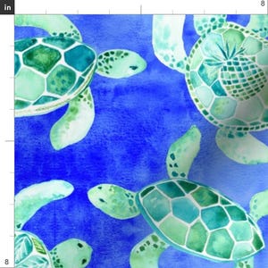 Watercolor Sea Turtles Fabric - Green Sea Turtle Hidden Honolulu by ...