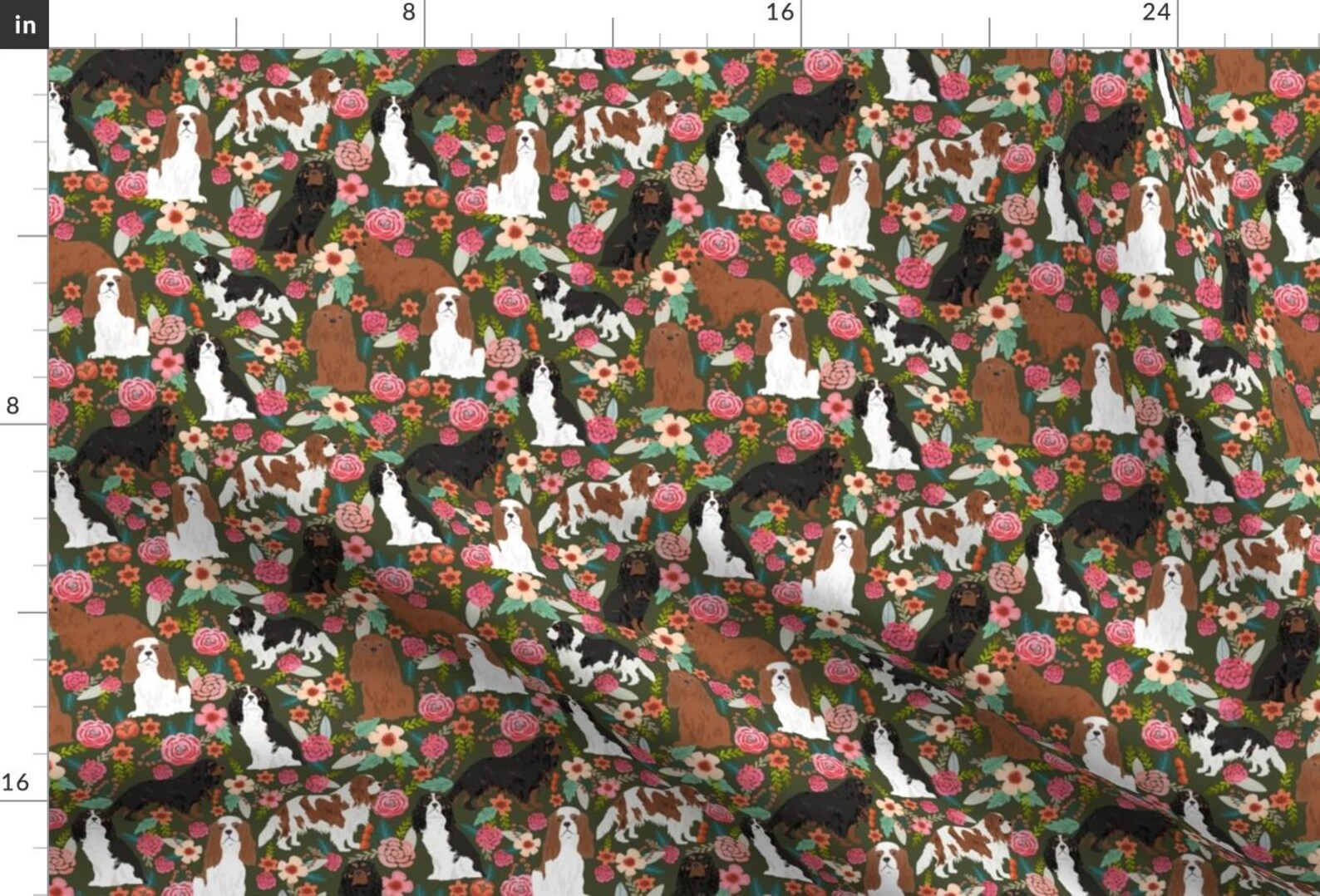 Cavalier King Charles Fabric -cavalier King Charles Spaniel Dog Fabric ...