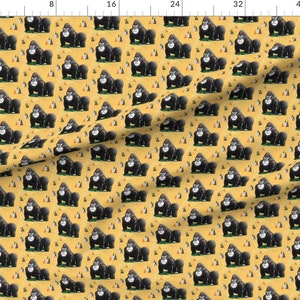 Gorilla Fabric Endangered Mountain Rainforest Silverback Gorilla Yellow ...