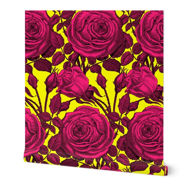 Rose Wallpaper Perle Des Jardins by Peacoquettedesigns - Etsy