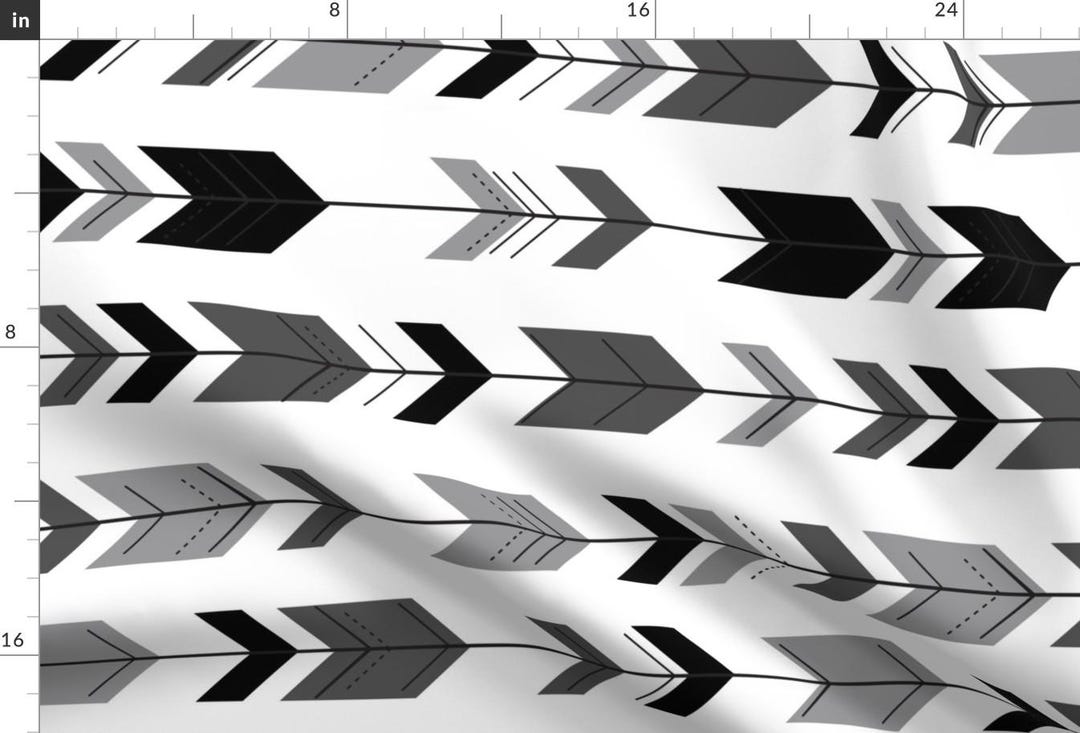 Black Arrows Fabric - Fletching Arrows - Monochrome (90) C19bs by ...