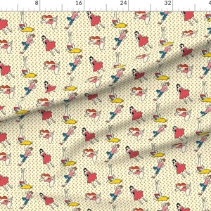 Pin up Girl Fabric Retro Pinup Girls With Cherry Backdrop on - Etsy