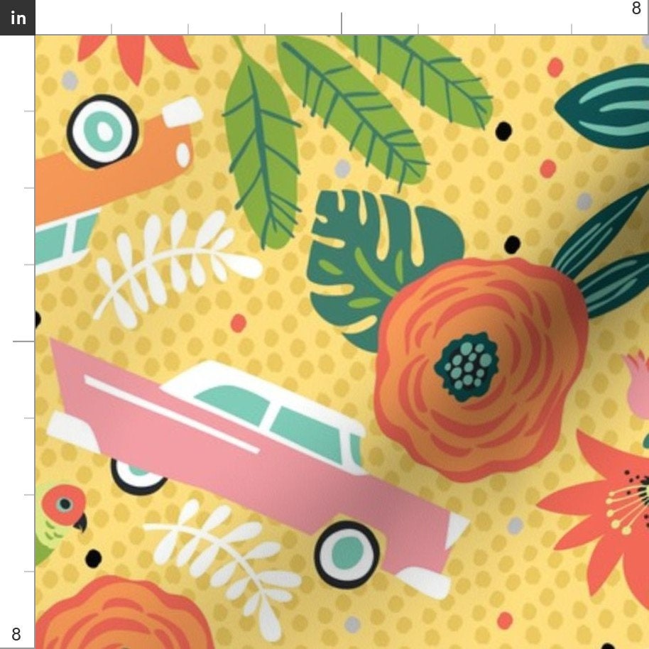 Cuba Fabric Cuban Holiday by Cynthiafrenette Cuba Cars - Etsy