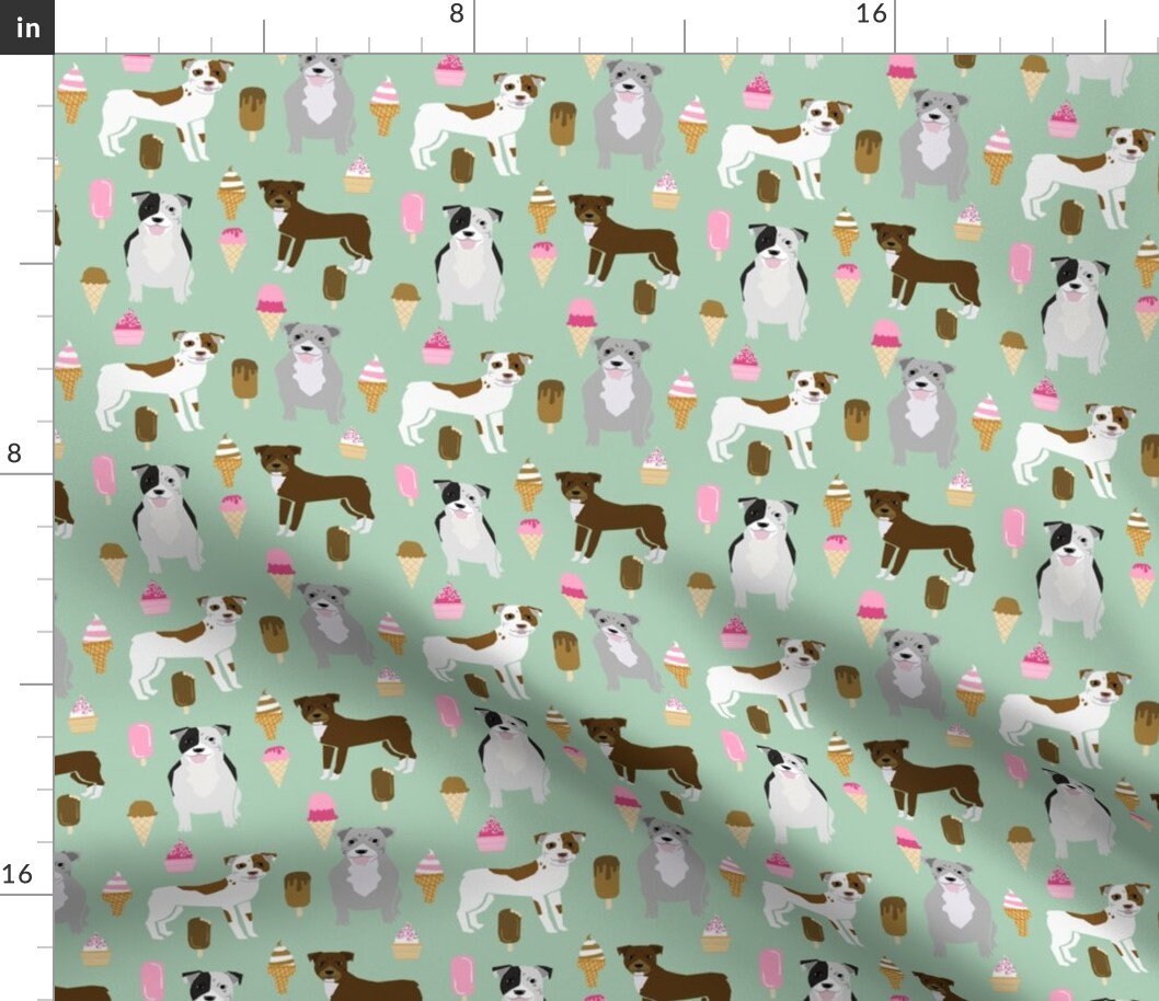 Pitbull Fabric Pitbull Mixed Coats Ice Cream Dog Breed Mint | Etsy