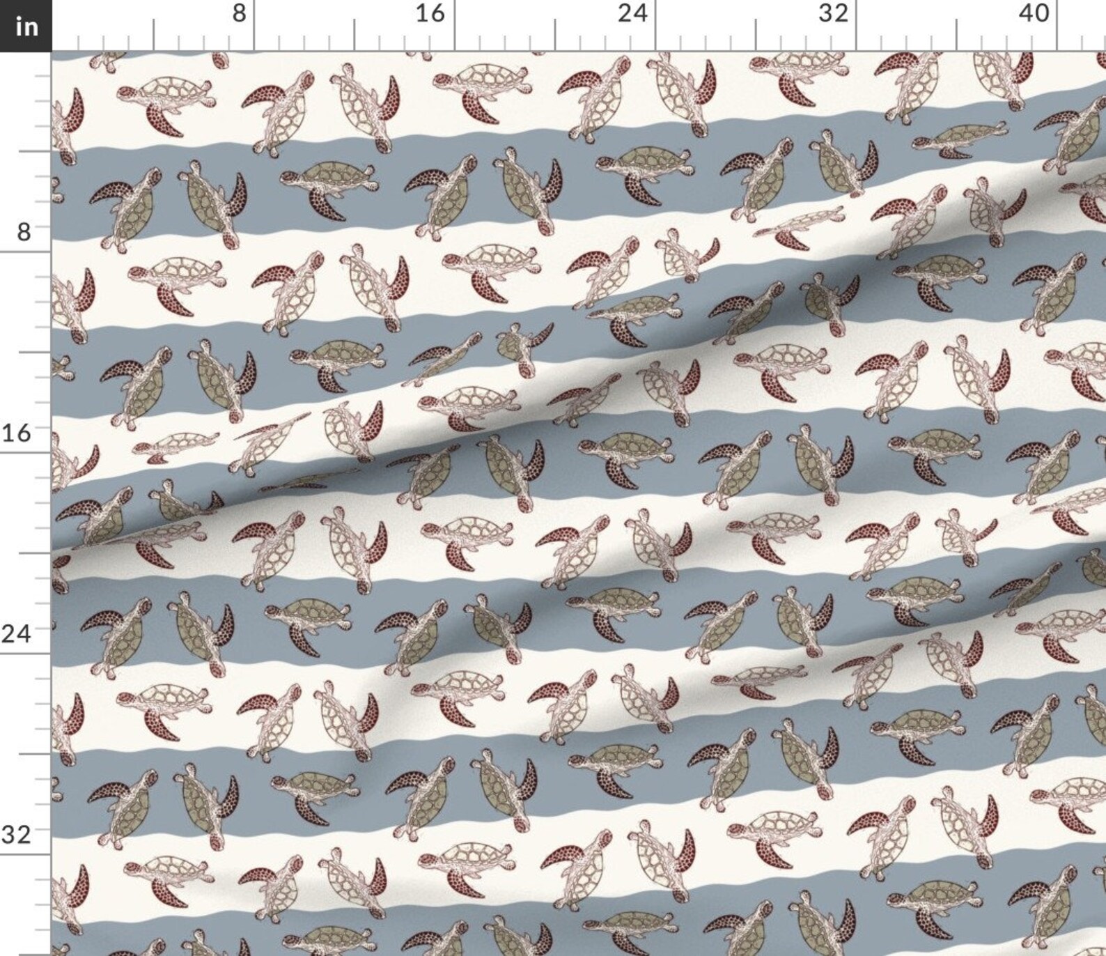 Sea Turtles Fabric Green Turtle by Kim Buchheit Turtles | Etsy